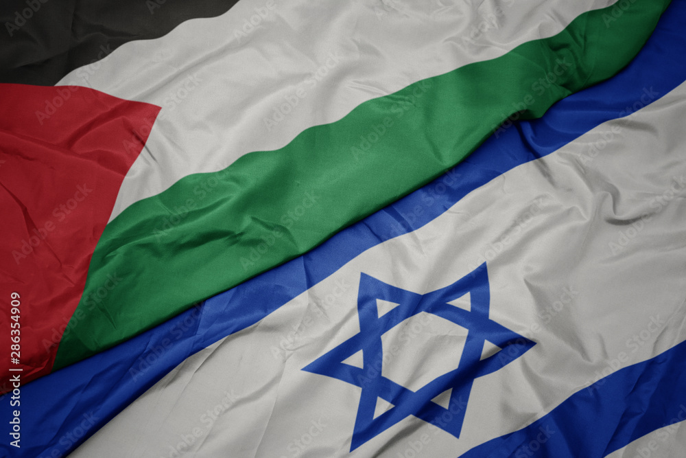 waving colorful flag of israel and national flag of palestine. Stock ...