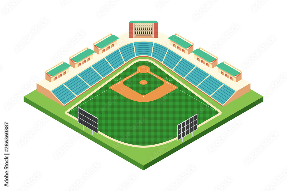 Isometric Baseball Stadium Illustration Stock Vector | Adobe Stock