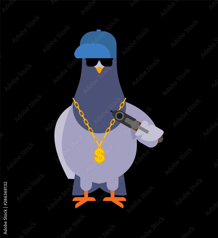 Pigeon gangster. Cool City bird. SWAG gangsta. Pigeon guy rapper Stock ...