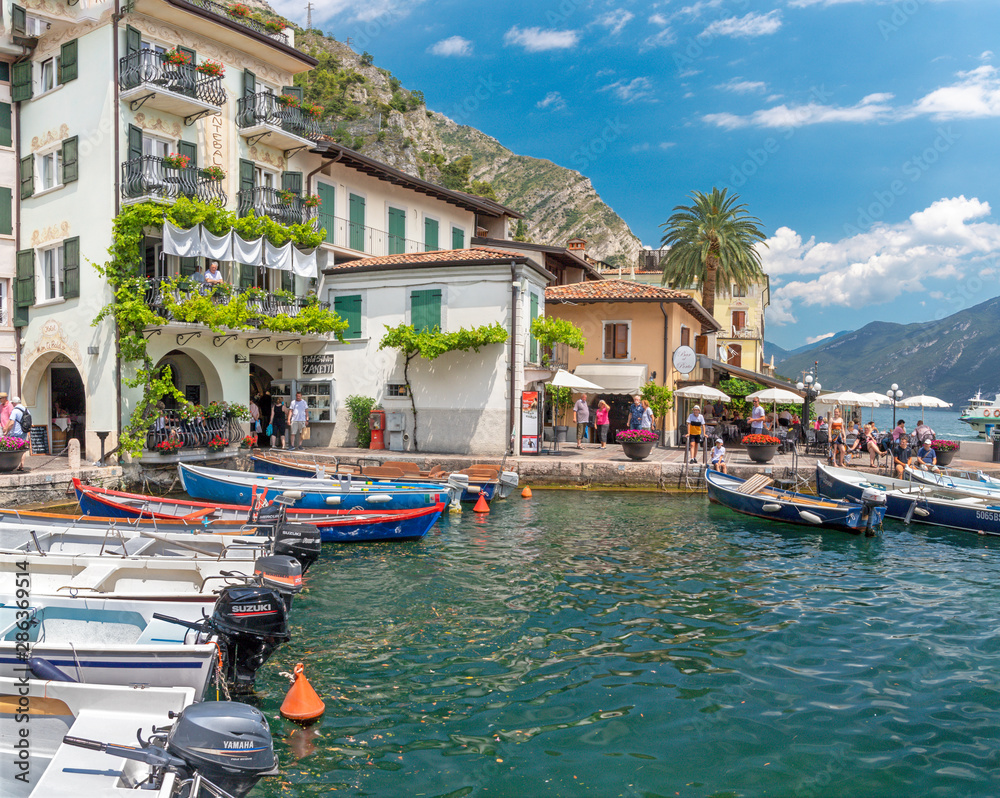 Limone sul Garda - The little harbor under the alps rocks on the Lago ...