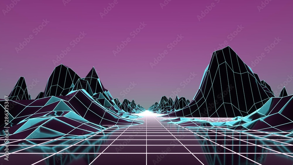 Retro Futurism Background 1980s style. 3d illustration Stock ...