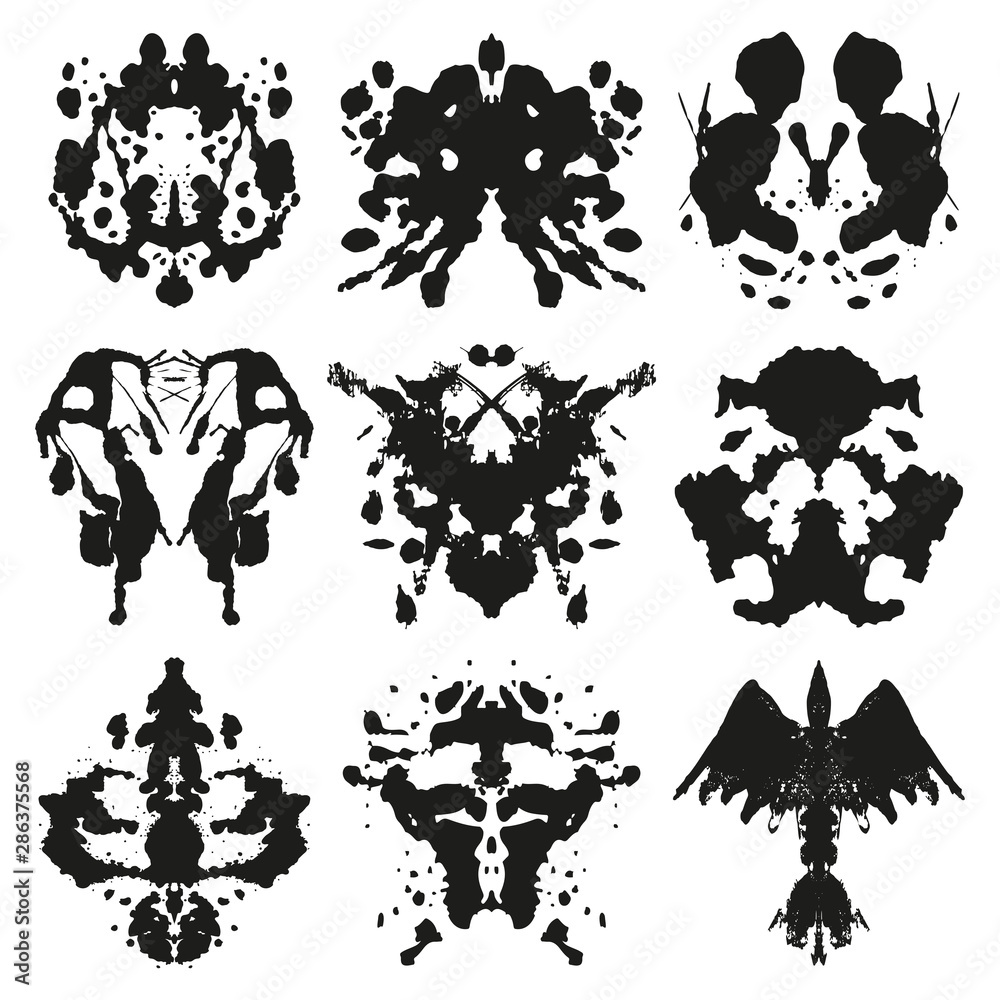 Rorschach Inkblot Vector Set Stock Vector | Adobe Stock