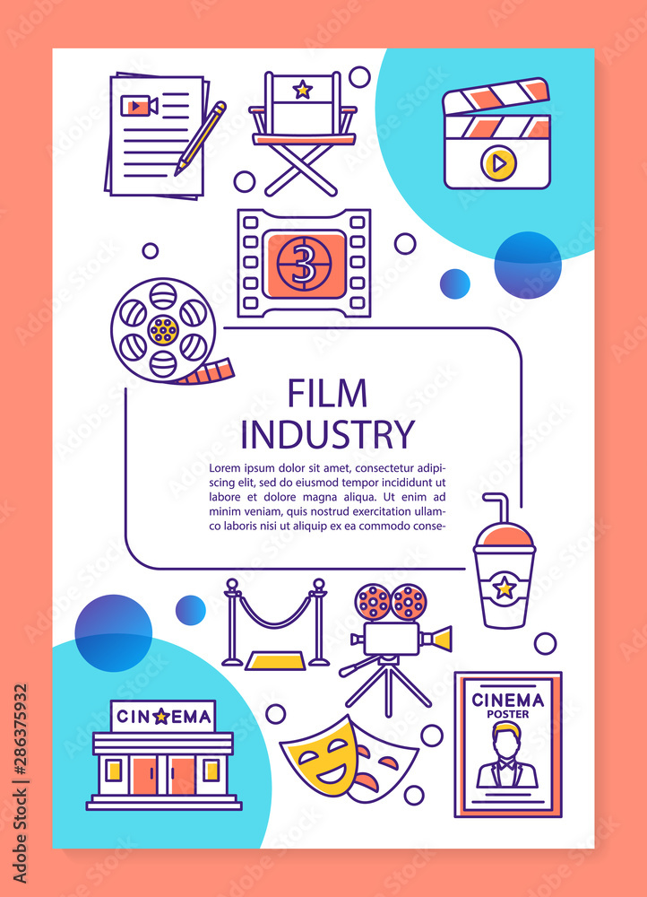 Film industry poster template layout. Cinematography, video production ...