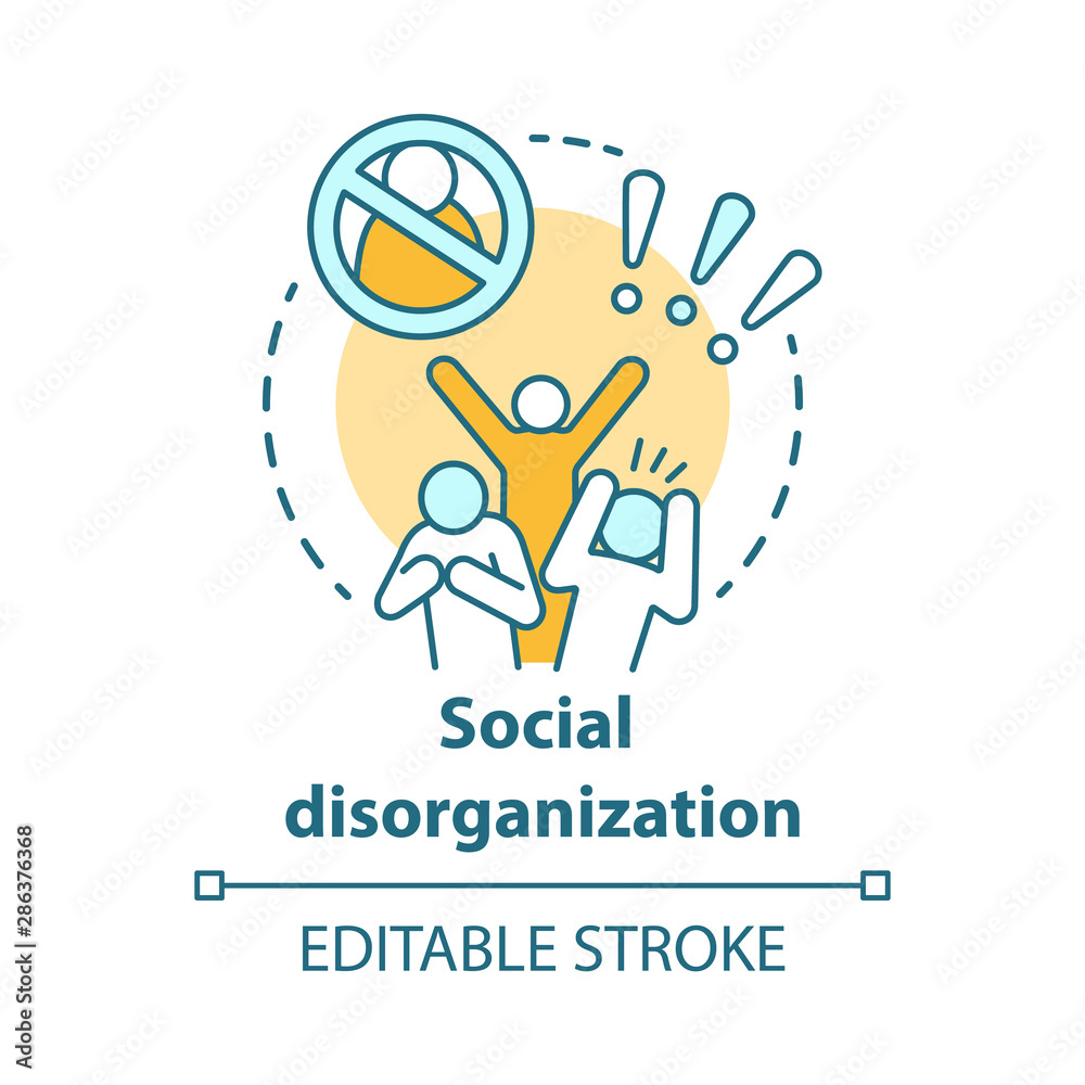 Social disorganization concept icon. Behavioral problems thin line ...