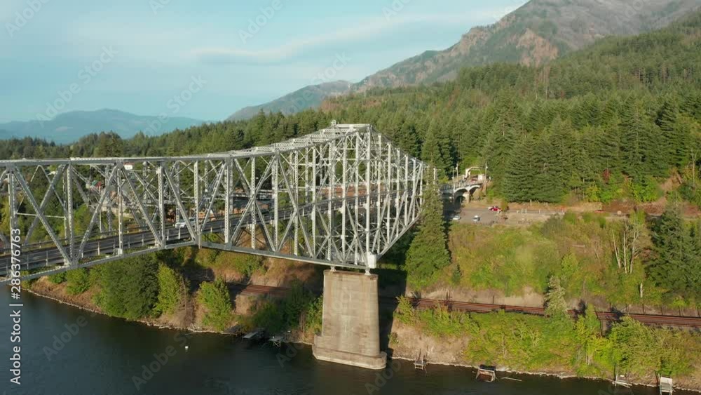 The Bridge of the Gods is a steel truss cantilever bridge that spans ...