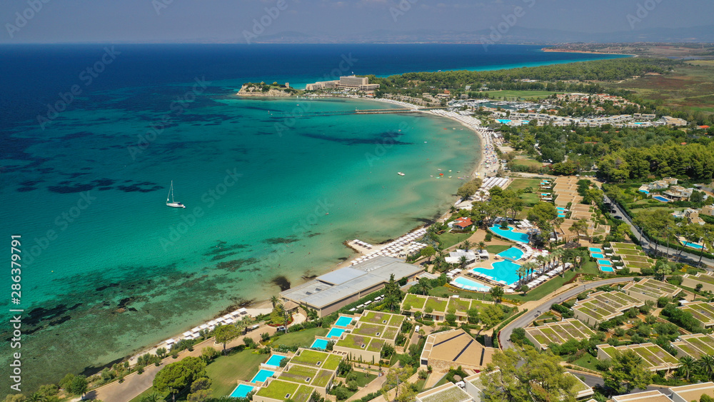 Aerial drone photo from iconic village of Sani with unique nature in ...