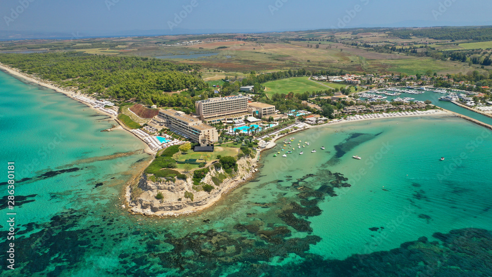 Aerial drone photo from iconic village of Sani with unique nature in ...