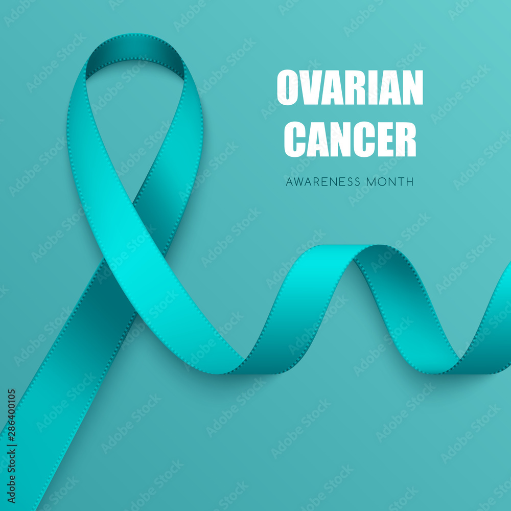 Realistic teal ribbon. Symbol of obsessive-compulsive disorder, ovarian ...