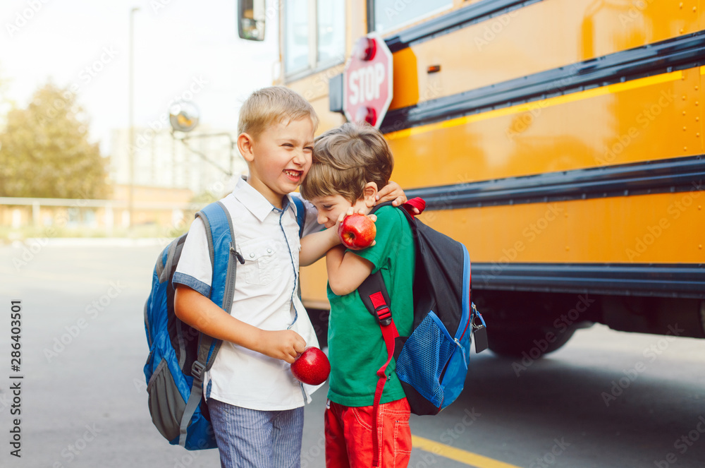 School Kids Hugging