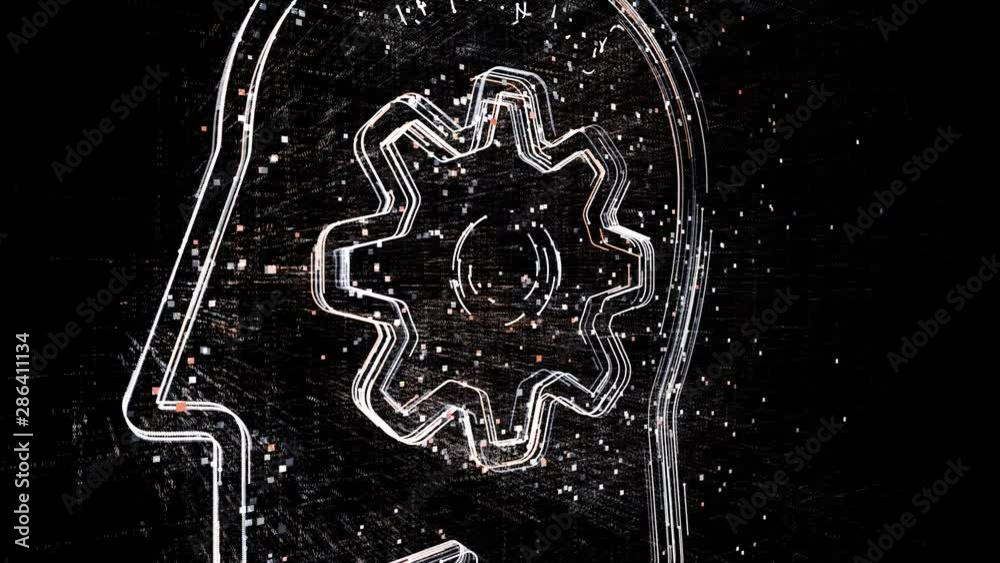 4k AI Artificial Intelligence people head tag cloud;binary computer code.The Matrix binary text ...