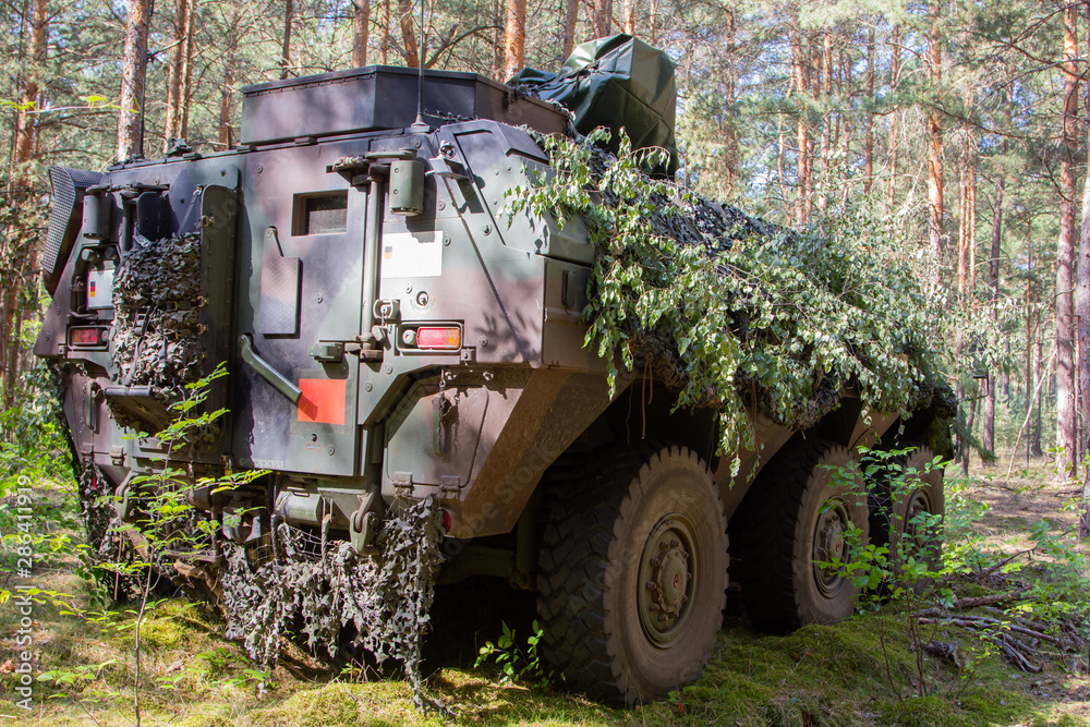 Armoured personnel carrier from german army stands in a military ...