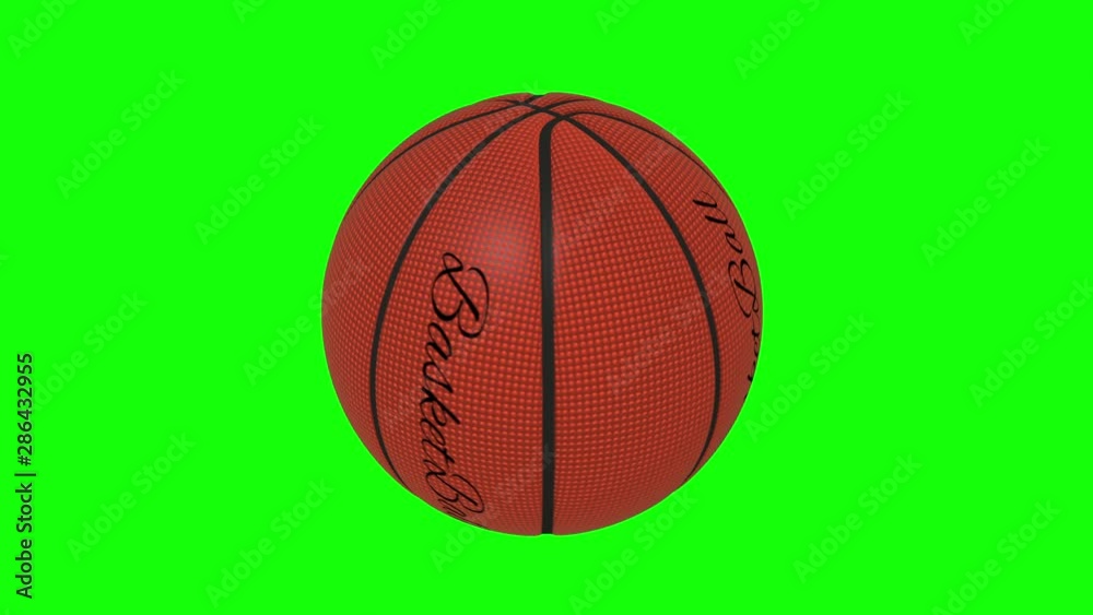 Basketball ball with the words basketball rotates on a green screen ...