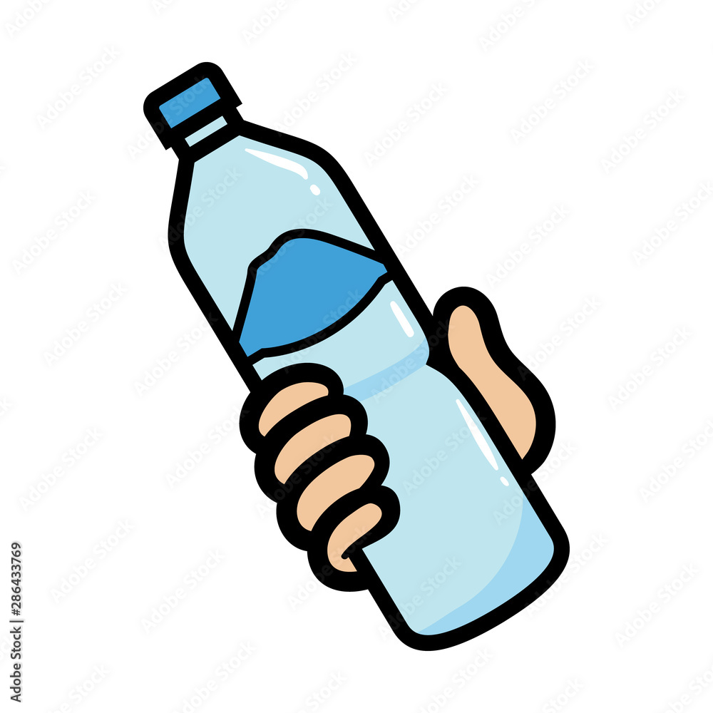 Cartoon Hand Holding Water Bottle Stock Vector | Adobe Stock