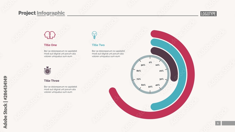 Process circle chart slide template. Business data. Graph, diagram ...