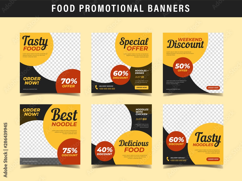 Food promotional banner for noodles asian food restaurant and cafe ...
