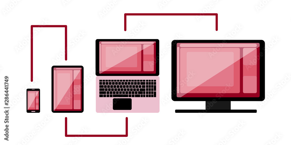 Cross-platform web content. Devices - smartphone, tablet, laptop and ...