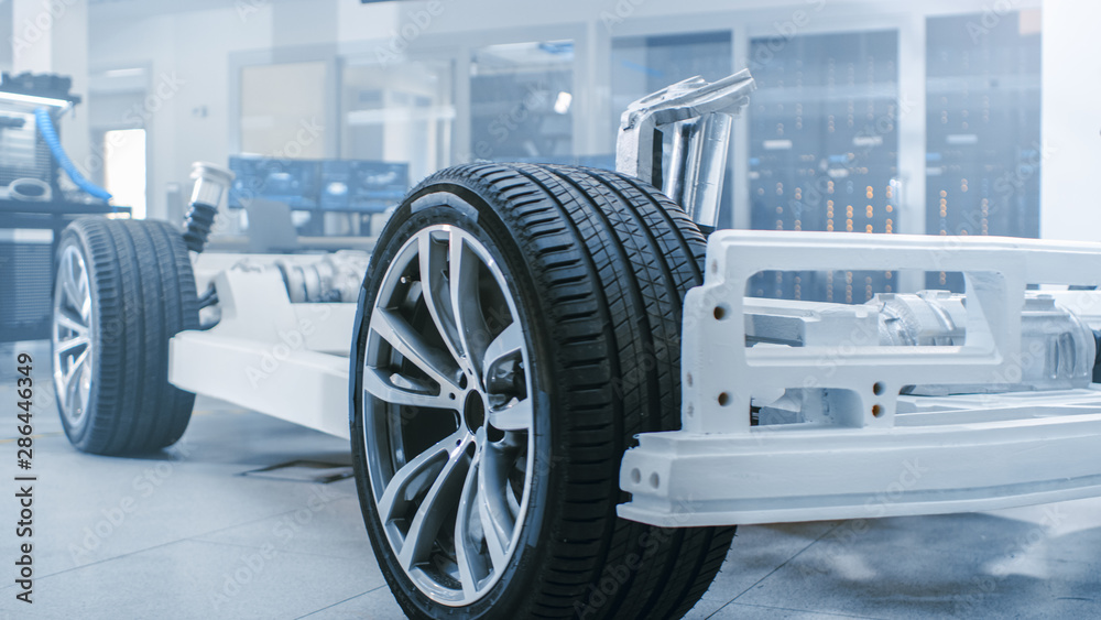 Concept of Authentic Electric Car Platform Chassis Prototype Standing ...