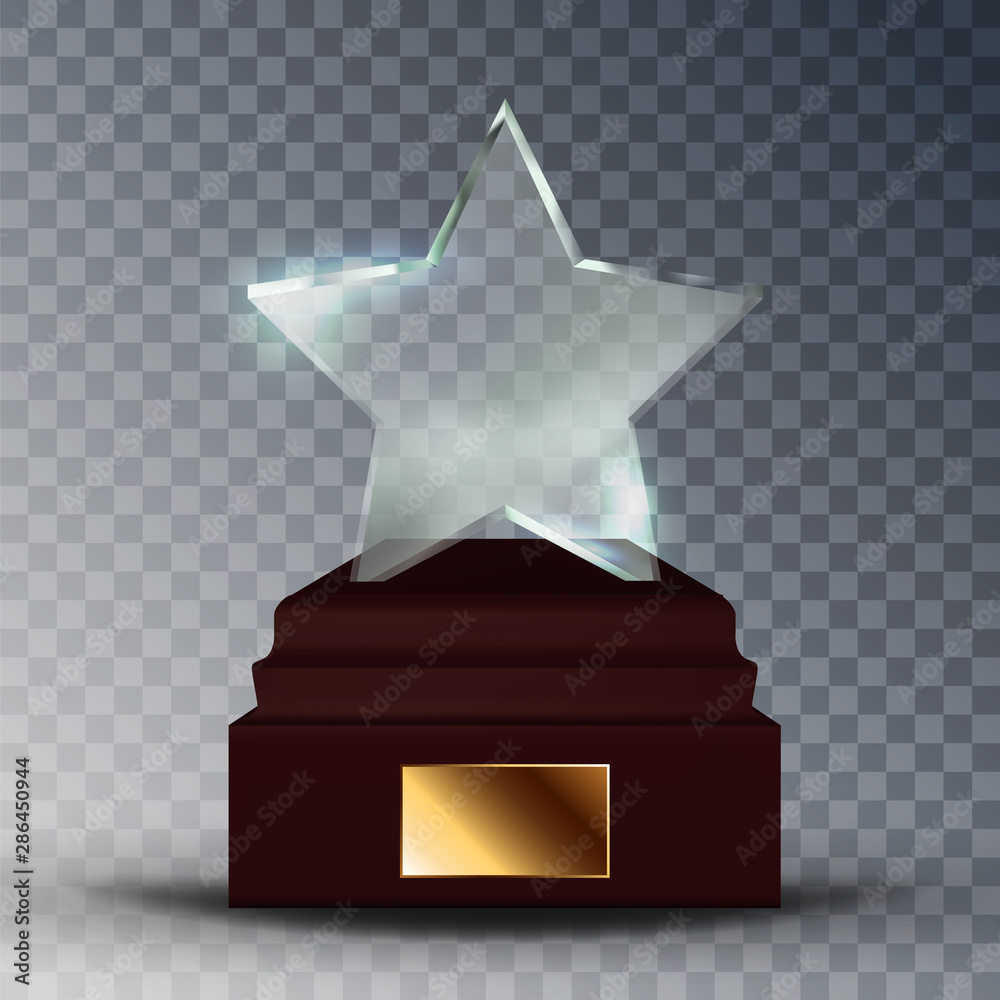 Modern Glass Trophy Award In Star Form Vector. Concept Of Glossy Trophy ...