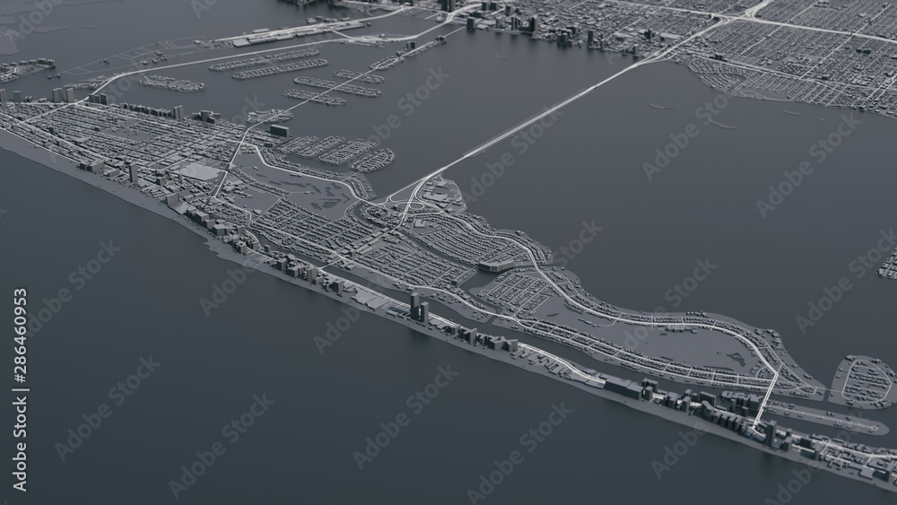 Miami beach 3d map. Mimai city map Stock Illustration | Adobe Stock