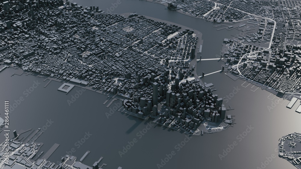New York city 3d map. Manhattan 3d map Stock Illustration | Adobe Stock