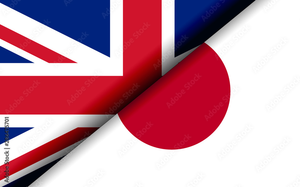 Flags of the UK and Japan divided diagonally Stock Illustration | Adobe ...