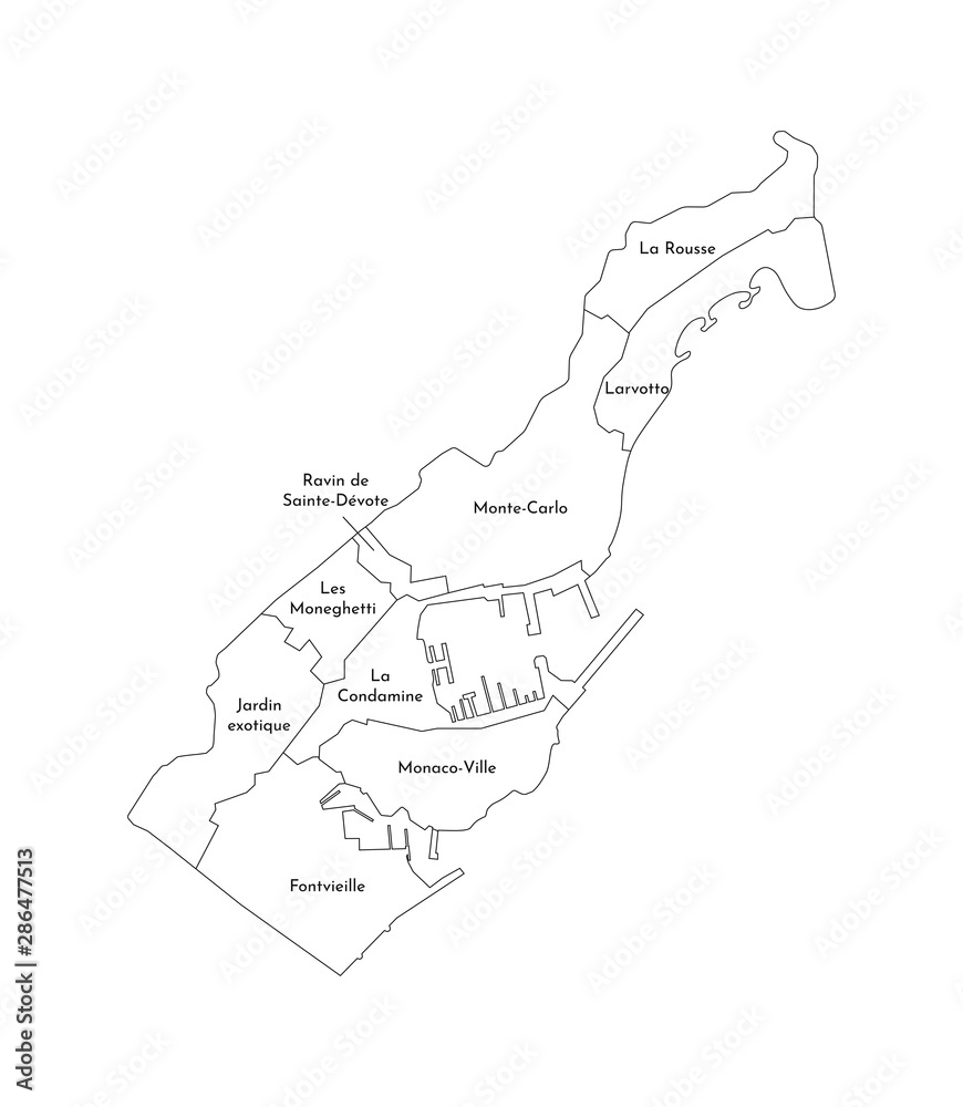 Vector isolated illustration of simplified administrative map of Monaco ...