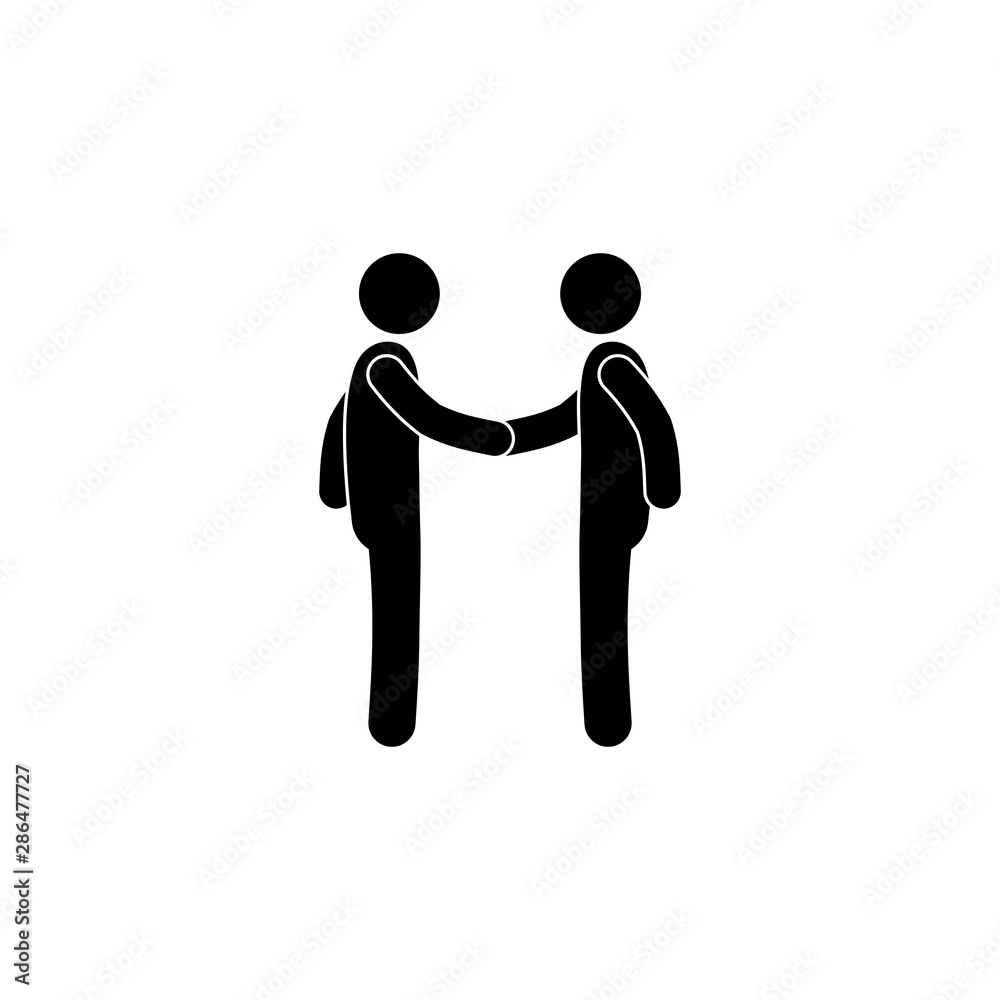 handshake icon, people shake hands stick figure pictogram Stock Vector ...
