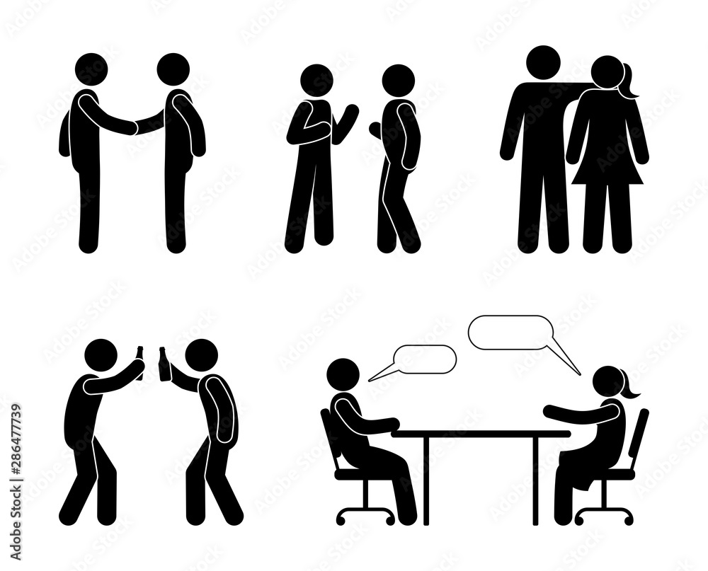 relationships people icon, friendship, love and business relations ...