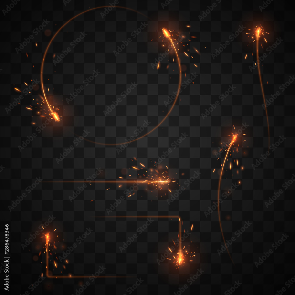 sparks lines round and frame design elements Stock Vector | Adobe Stock