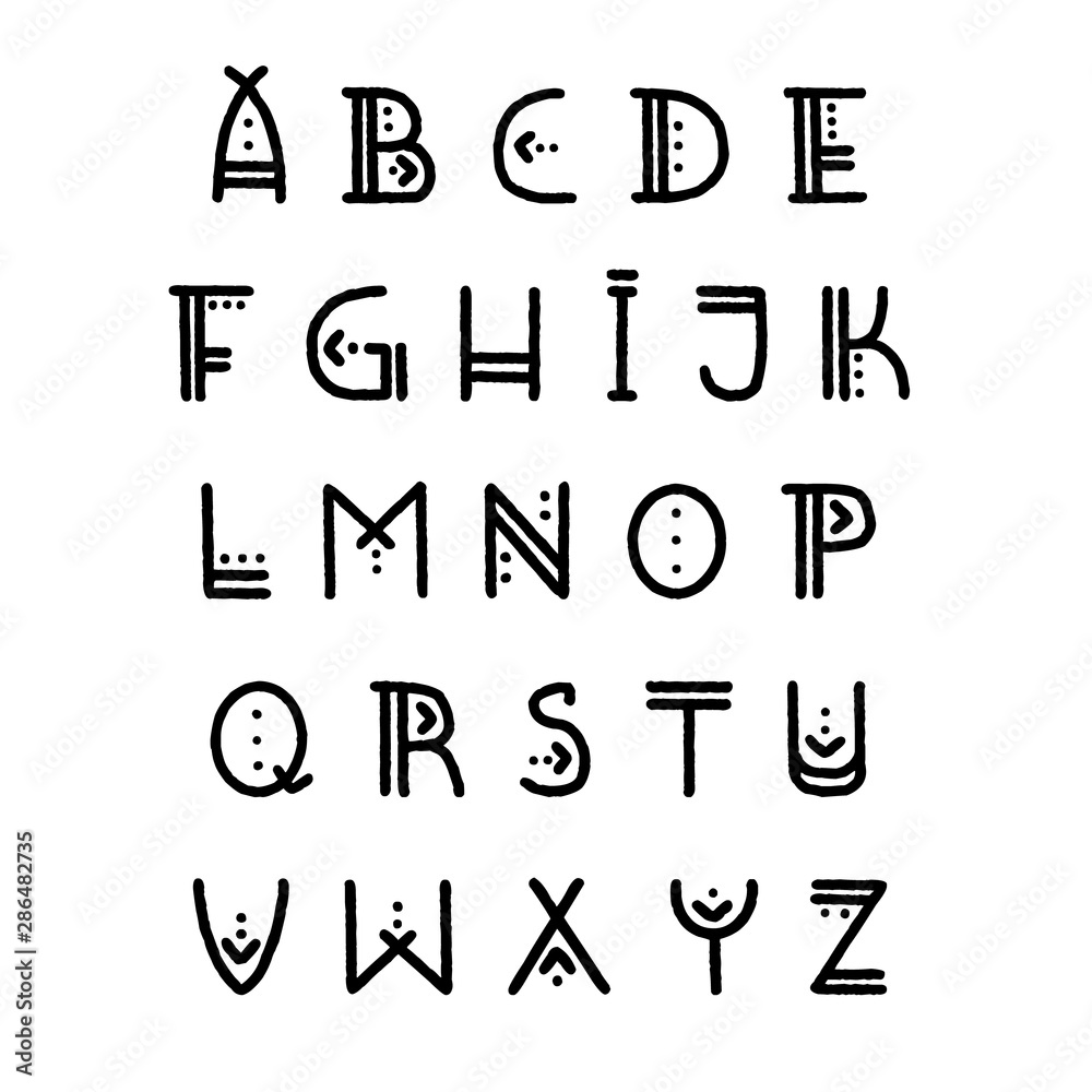 Vecteur Stock Set Of Vector Native American Alphabet Letters Capital 