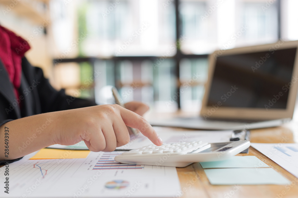 Data analysis, Financial accountants are evaluating company revenue ...