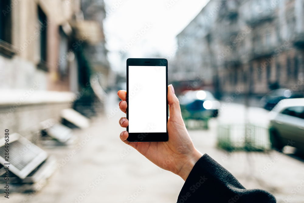 Mobile phone with blank screen Stock Photo | Adobe Stock