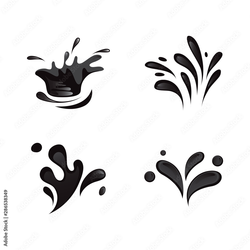Vetor de Water Splash And Drop Icons - Isolated On White Background ...