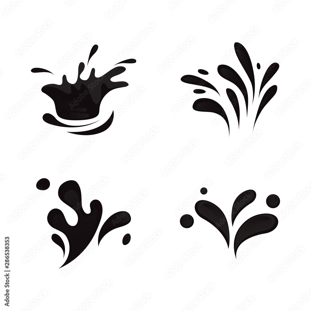 Water Splash And Drop Icons - Isolated On White Background. Flat Vector ...