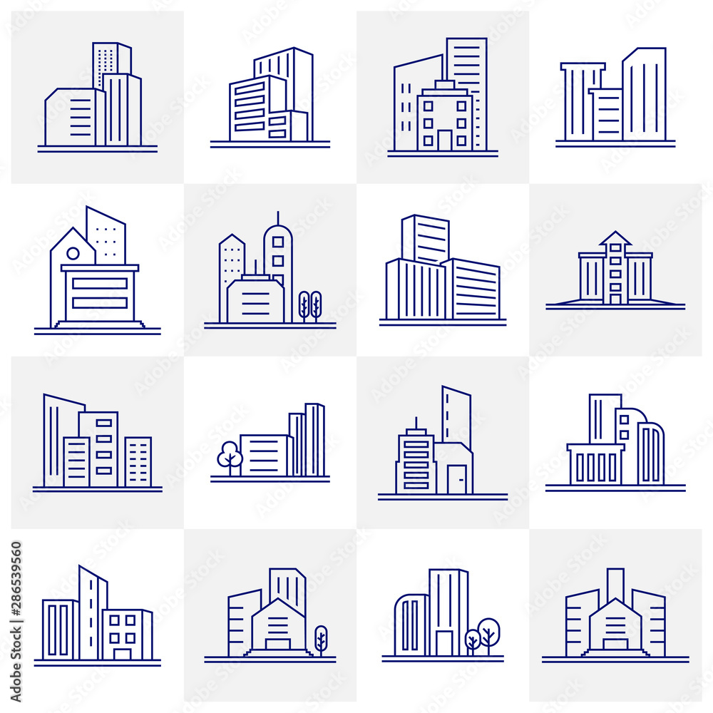 Set Of Modern City Logo Design Template. Skyline Design Vector ...