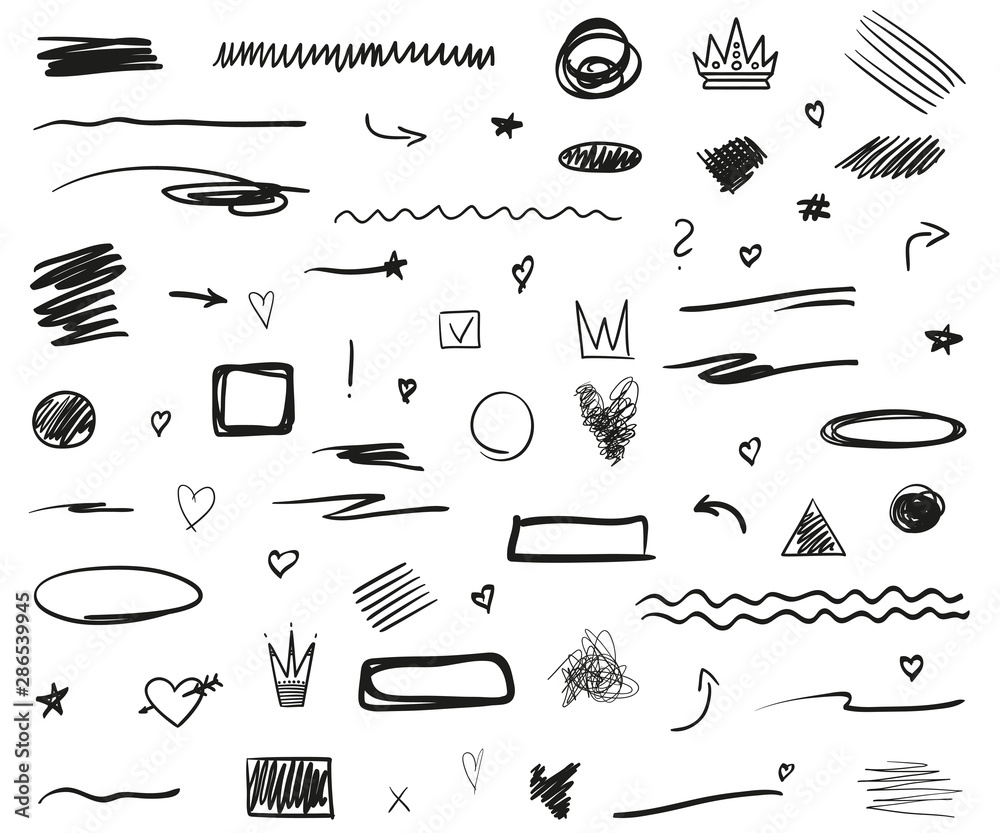 Infographic elements on isolated white background. Hand drawn simple ...