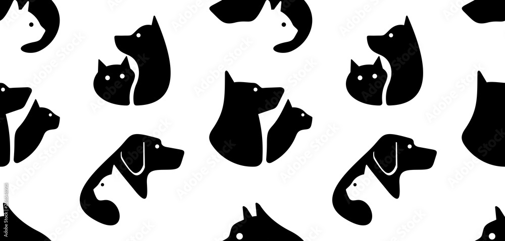 Seamless pattern with Dog and cat logo. isolated on white background ...