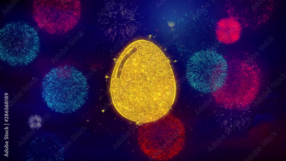 Egg Icon Symbol on Colorful Fireworks Particles. Object, Shape, Design ...