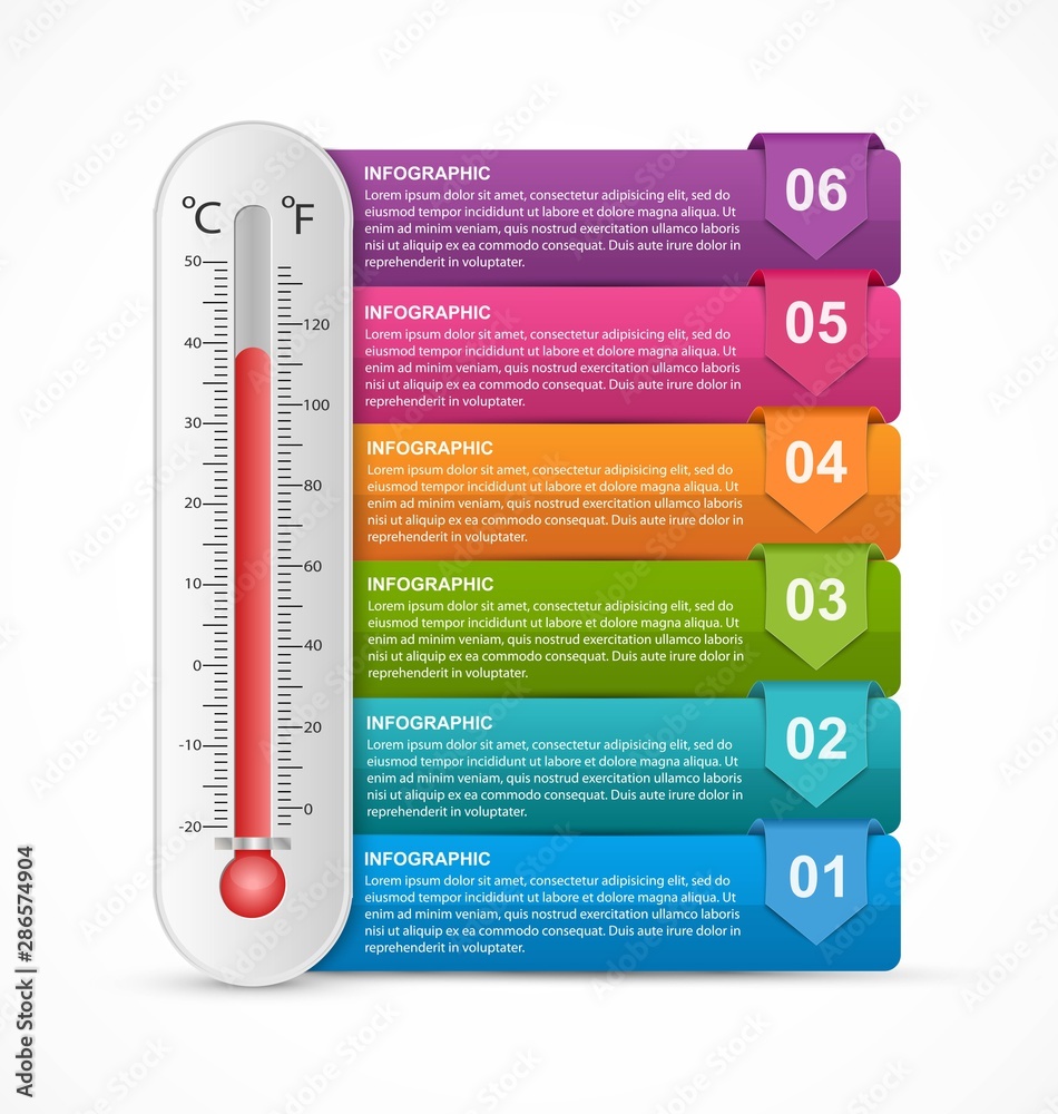 Infographics thermometer design template. Vector illustration. Stock ...