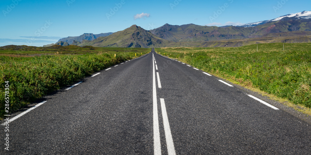 Ring Road (Route 1) in southern Iceland near the town of Vik. The Ring ...