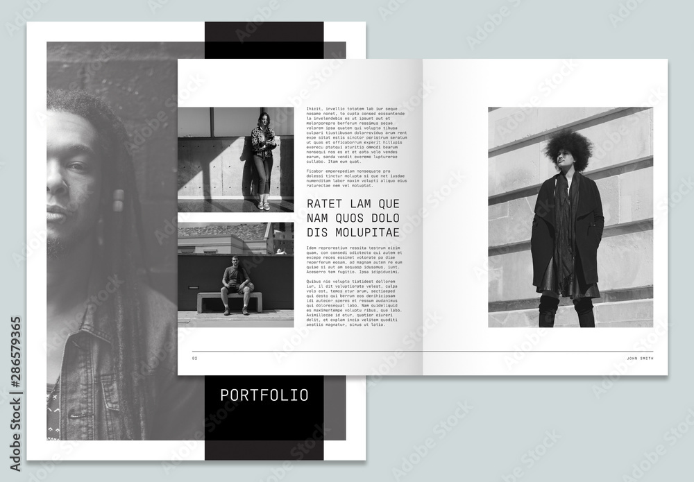 Black and White Portfolio Layout Stock Template | Adobe Stock