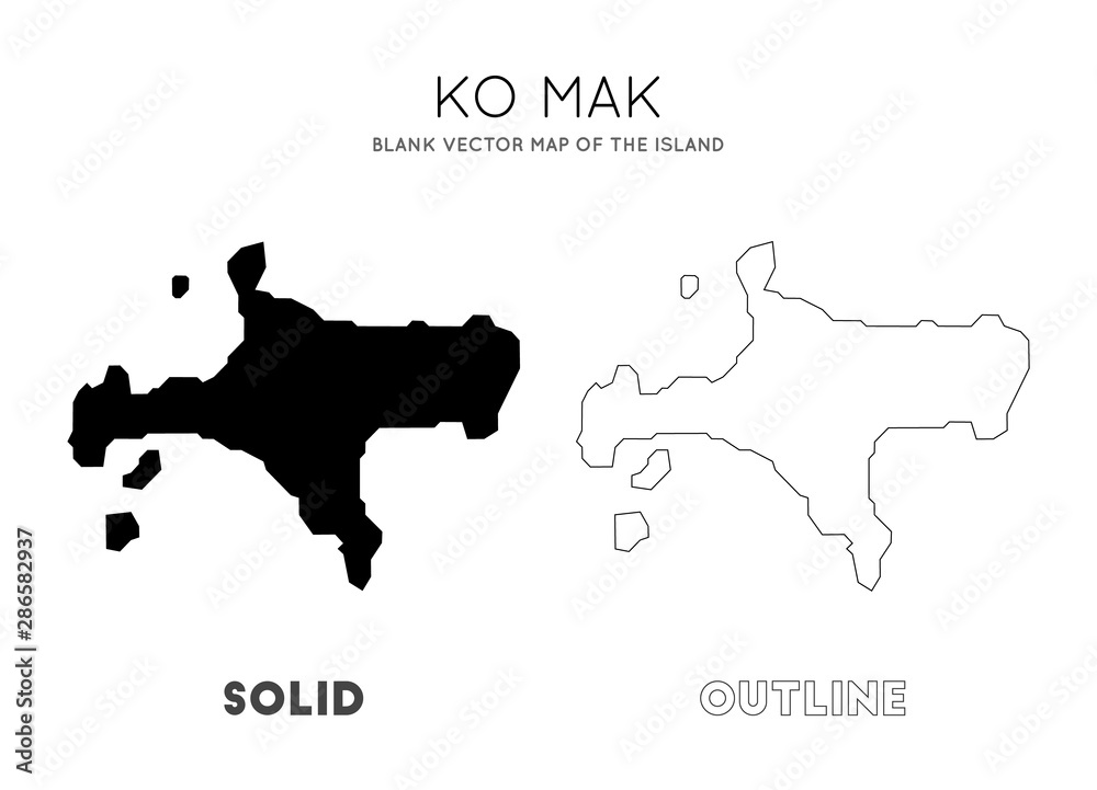 Vetor de Ko Mak map. Blank vector map of the Island. Borders of Ko Mak ...