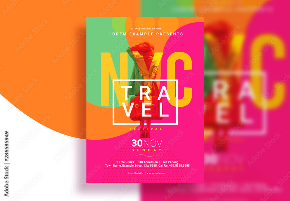 Poster Layout with Colorful Swirl Background Element Stock Template ...