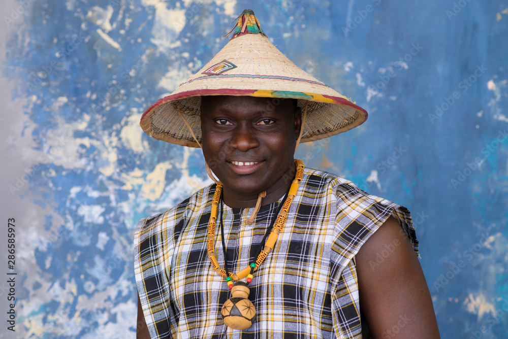 Handsome African man in traditional costume, closeup portrait Stock ...