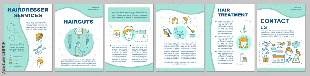 Hairdresser services brochure template layout. Hair styling flyer ...