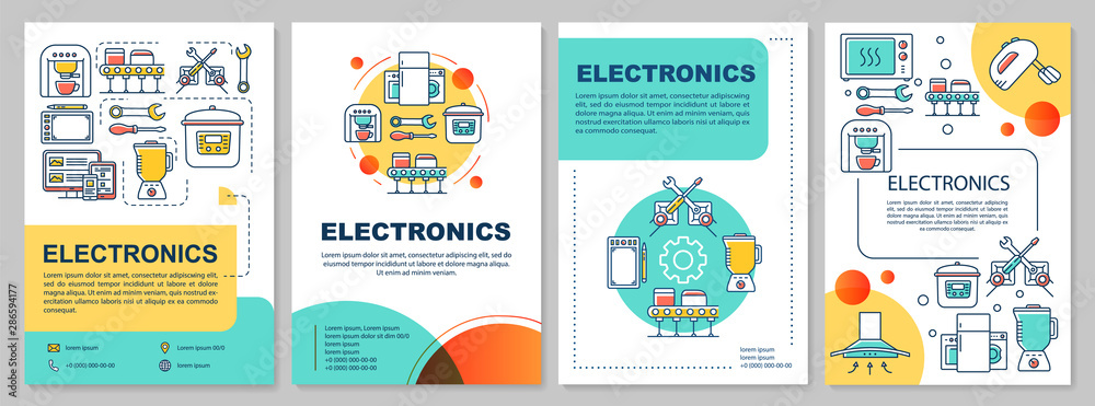 Electronics industry brochure template layout. Tech production. Flyer ...