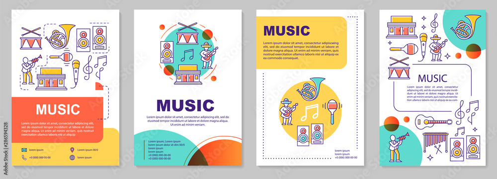 Music industry template layout. Entertainment business. Flyer, booklet ...