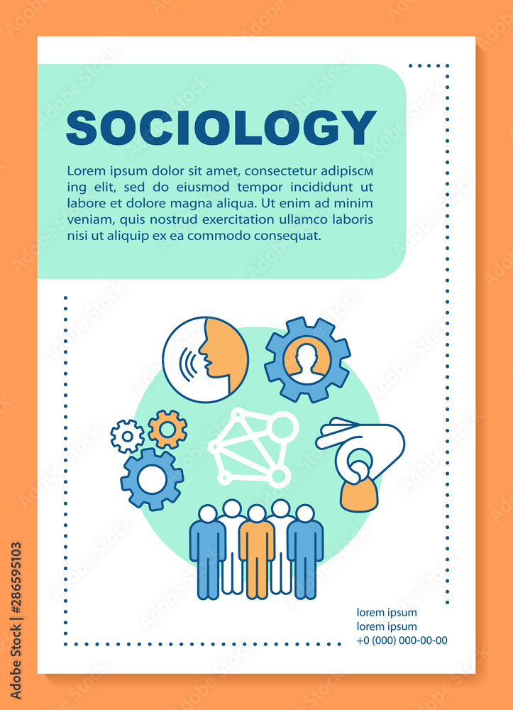 Sociology poster template layout. Social connections. Public relations ...