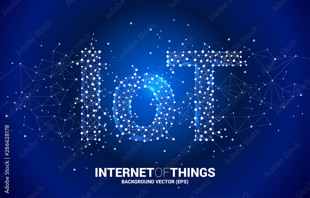 Vector Polygon dot connect line shaped IoT wording . Concept for ...