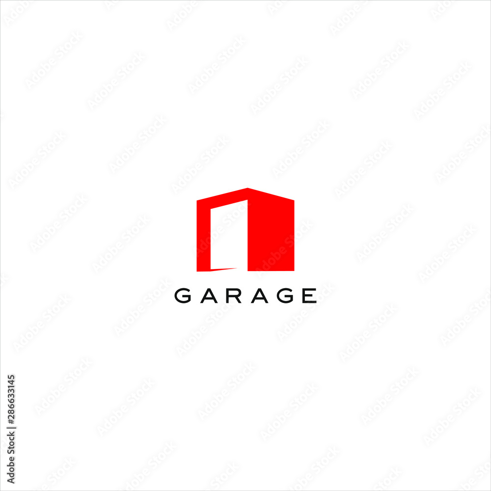 simple modern geometric red box vector for present garage. automotive ...